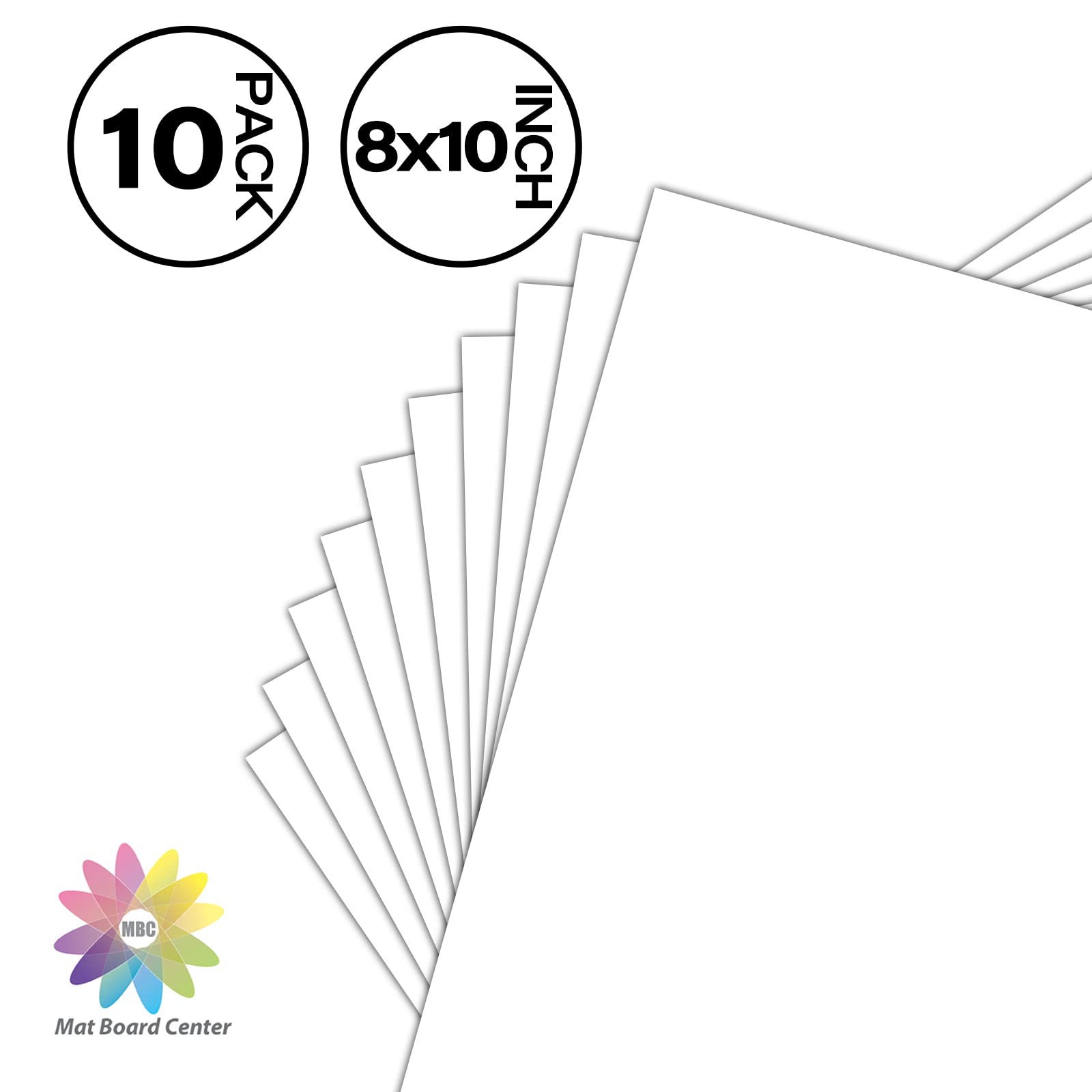 Mat Board Center, 10 Pack 8x10 White Backing Boards, Cardboard for Arts, Prints, Frames, Photos and More