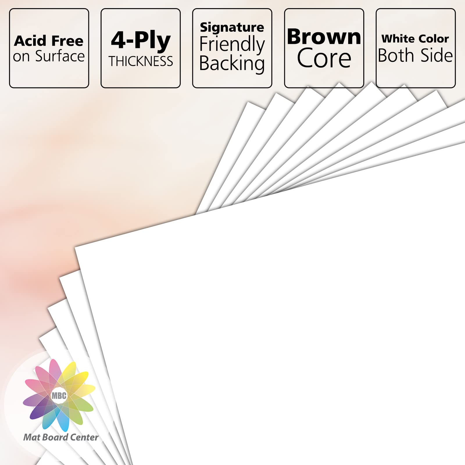 Mat Board Center, 10 Pack 8x10 White Backing Boards, Cardboard for Arts, Prints, Frames, Photos and More