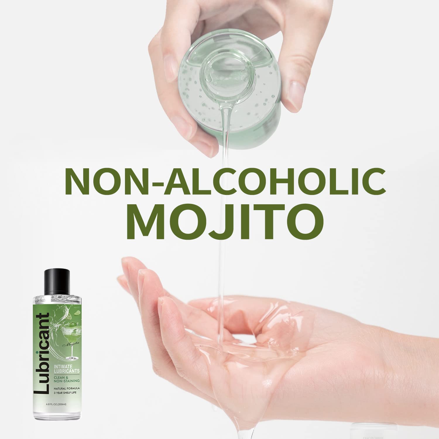 BED GAME No-Alcohol Water-Based Personal Lubricant, No Rinse Mojito Flavored Lube, Intimate Longlasting Non-Sticky Gel for Couples Massage (Mojito)