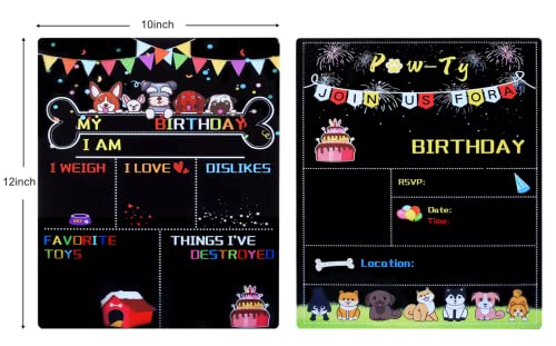 Reusable Dog Birthday Party Supplies, Double Sided Chalkboard for Dog Girl First Birthday, Dog Birthday Backdrop Props, Gift for Cat Party Decorations, Size 10"*12"