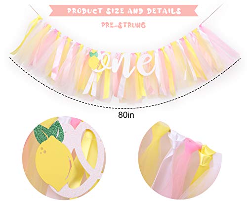 One Person in The Lemon Banner- 1st Birthday High Chair Banner, Smashed Cake, Photo Background Props, Piece Skirt (Lemon Banner)