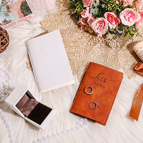 2 Pcs Wedding Vow Books His and Hers Vow Books Vow Notebook for Wedding Vows Journal Wedding Day Officiant Book 5.9 x 3.9 Inch, Bridal Shower Gifts, Wedding Keepsake, 50 Pages/Pcs (White, Brown)