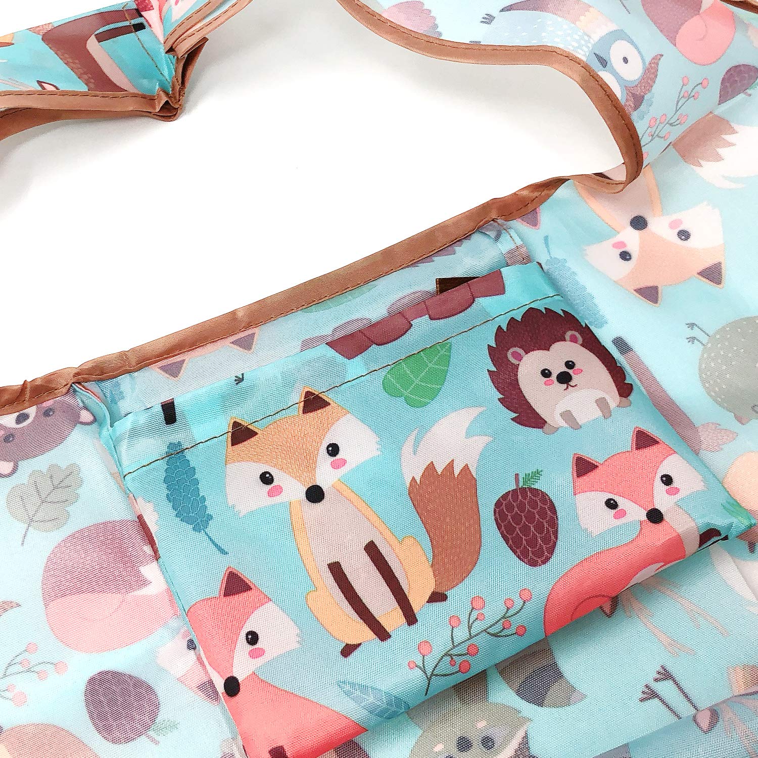 allydrew Large & Small Foldable Tote Nylon Reusable Grocery Bags, Set of 2, Wilderness Animals