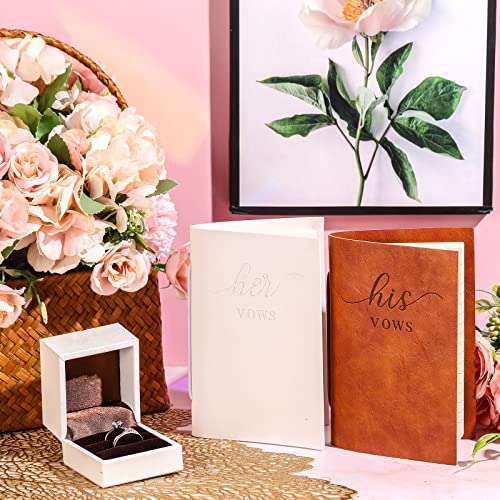 2 Pcs Wedding Vow Books His and Hers Vow Books Vow Notebook for Wedding Vows Journal Wedding Day Officiant Book 5.9 x 3.9 Inch, Bridal Shower Gifts, Wedding Keepsake, 50 Pages/Pcs (White, Brown)