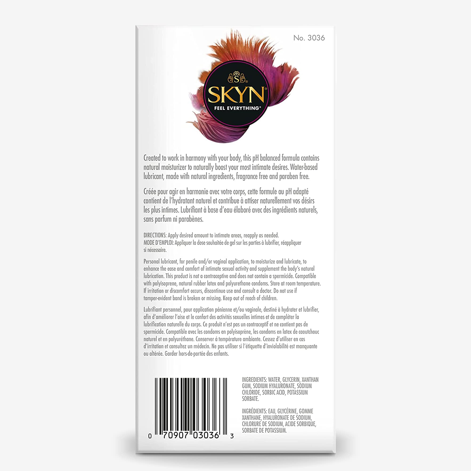 SKYN Natural Chemistry Lubricant – 2.7 fl. oz – pH-Balanced, Water-Based Lube Infused with Natural Moisturizer