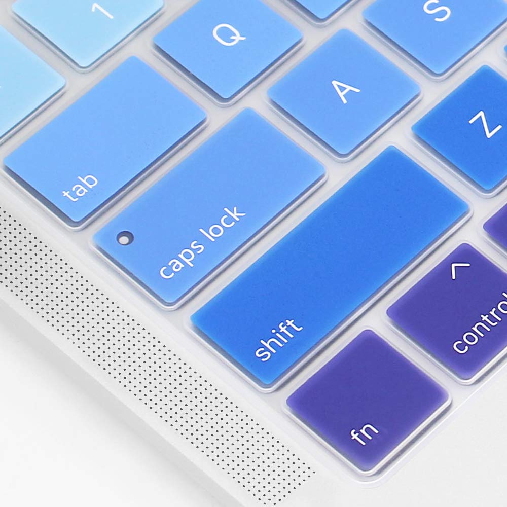 ProElife Blue Gradient Keyboard Cover Ultra Thin Keyboard Protector Skin for MacBook Pro with Touch Bar 13-inch 15-inch (Model A2159, A1989, A1990, A1706, A1707) (2019 2018 2017 2016) (Ombre Blue)