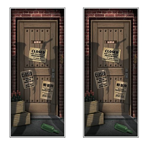 Beistle 2 Piece Plastic Speakeasy Door Covers Roaring 20’s Wall Decorations 1920’s Great Gatsby Theme Party Supplies, 30" x 6'