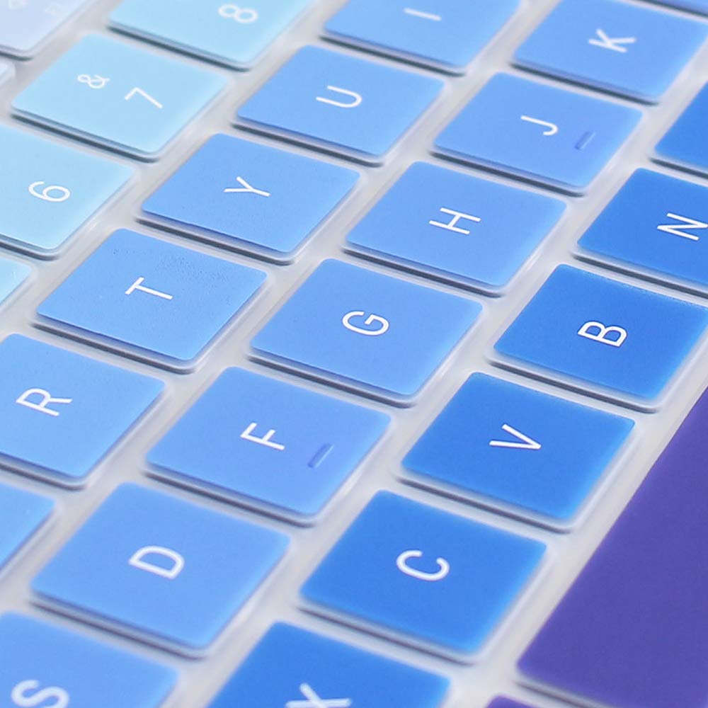 ProElife Blue Gradient Keyboard Cover Ultra Thin Keyboard Protector Skin for MacBook Pro with Touch Bar 13-inch 15-inch (Model A2159, A1989, A1990, A1706, A1707) (2019 2018 2017 2016) (Ombre Blue)