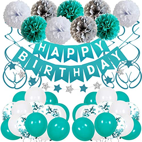 Birthday Decorations Women Teal Birthday Balloons for Girls Boys Men Happy Birthday Party Decor suit for 1th 10th 13th 16th 18th 20th 21st 25th 30th 35th 40th 50th 60th