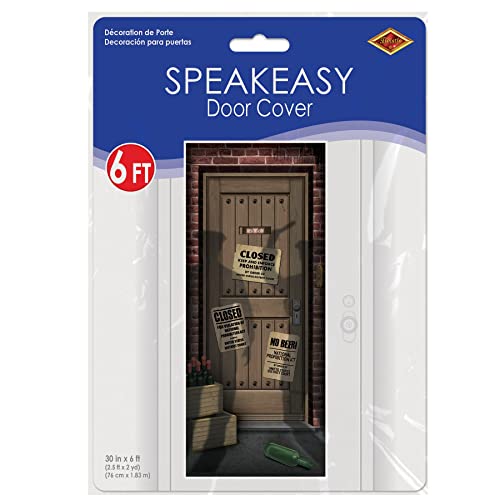 Beistle 2 Piece Plastic Speakeasy Door Covers Roaring 20’s Wall Decorations 1920’s Great Gatsby Theme Party Supplies, 30" x 6'