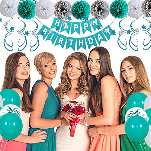Birthday Decorations Women Teal Birthday Balloons for Girls Boys Men Happy Birthday Party Decor suit for 1th 10th 13th 16th 18th 20th 21st 25th 30th 35th 40th 50th 60th