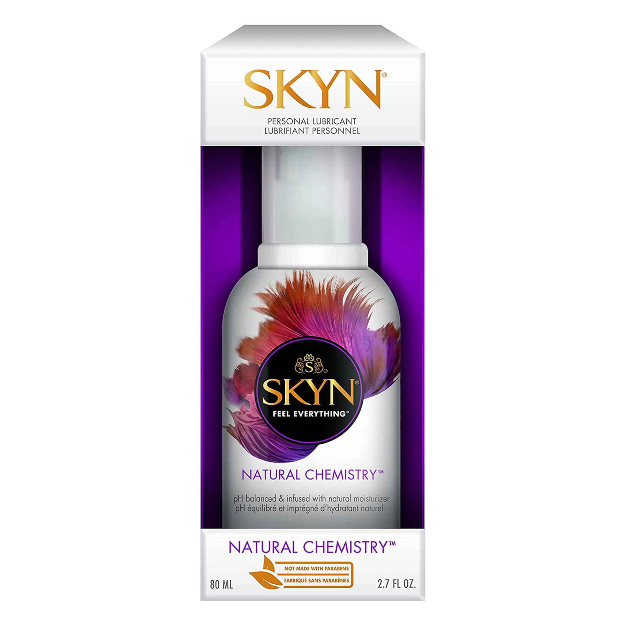 SKYN Natural Chemistry Lubricant – 2.7 fl. oz – pH-Balanced, Water-Based Lube Infused with Natural Moisturizer