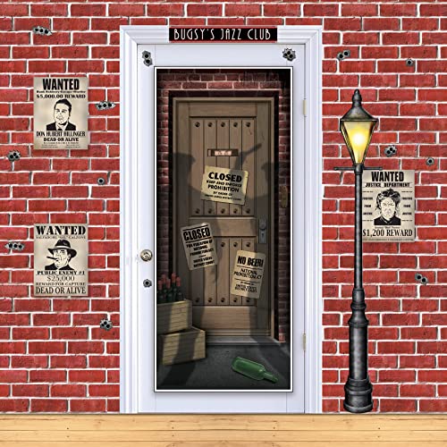 Beistle 2 Piece Plastic Speakeasy Door Covers Roaring 20’s Wall Decorations 1920’s Great Gatsby Theme Party Supplies, 30" x 6'