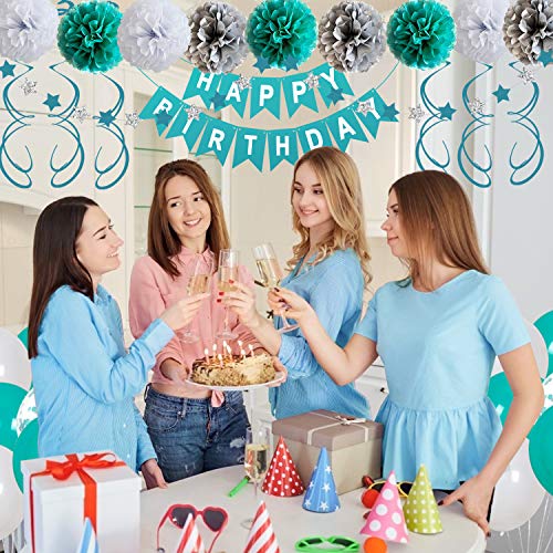 Birthday Decorations Women Teal Birthday Balloons for Girls Boys Men Happy Birthday Party Decor suit for 1th 10th 13th 16th 18th 20th 21st 25th 30th 35th 40th 50th 60th