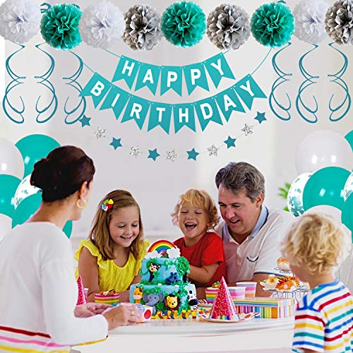 Birthday Decorations Women Teal Birthday Balloons for Girls Boys Men Happy Birthday Party Decor suit for 1th 10th 13th 16th 18th 20th 21st 25th 30th 35th 40th 50th 60th