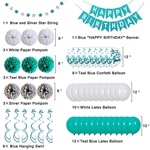 Birthday Decorations Women Teal Birthday Balloons for Girls Boys Men Happy Birthday Party Decor suit for 1th 10th 13th 16th 18th 20th 21st 25th 30th 35th 40th 50th 60th