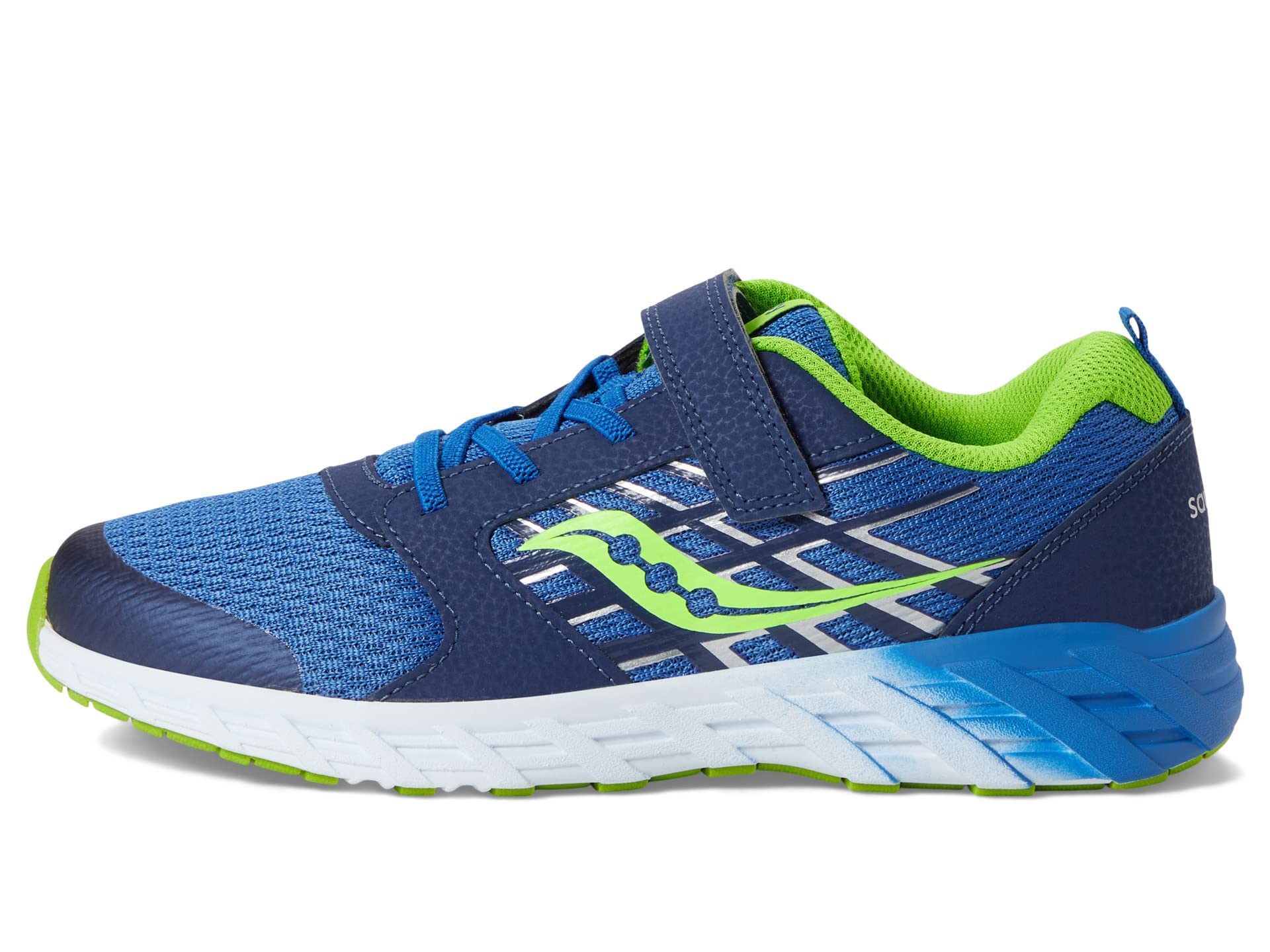 Saucony Wind Alternative Closure 2.0 Running Shoe, Blue/Green, 1 Wide US Unisex Big_Kid