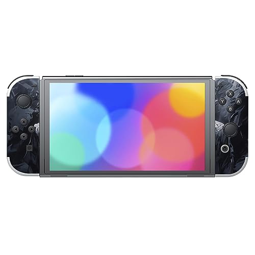 PlayVital Full Set Protective Stickers for Nintendo Switch OLED Model, Customized Vinyl Decal Skins for Switch OLED Console & Joycon & Dock & Grip - Dark Clown