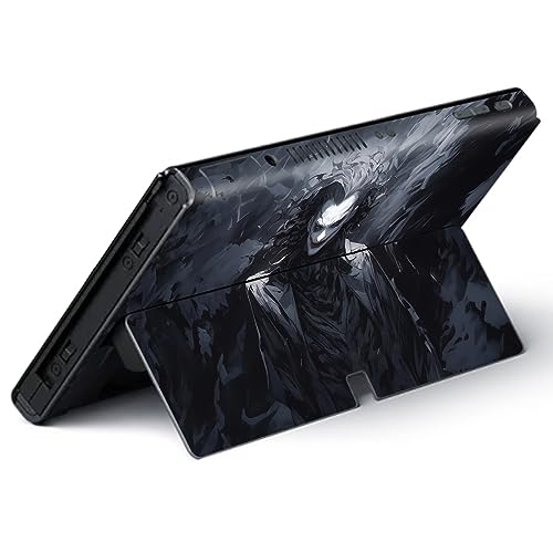 PlayVital Full Set Protective Stickers for Nintendo Switch OLED Model, Customized Vinyl Decal Skins for Switch OLED Console & Joycon & Dock & Grip - Dark Clown