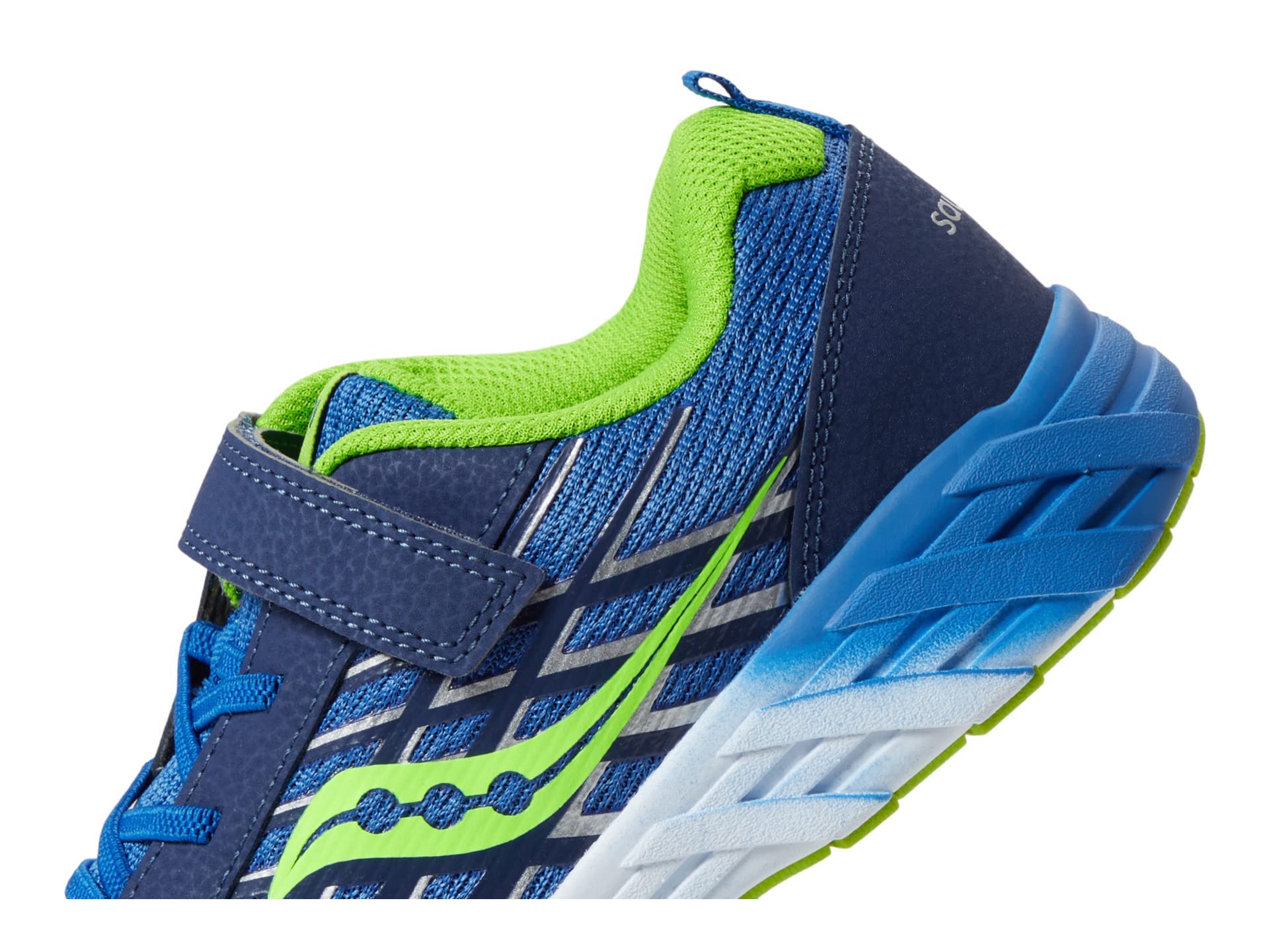 Saucony Wind Alternative Closure 2.0 Running Shoe, Blue/Green, 1 Wide US Unisex Big_Kid