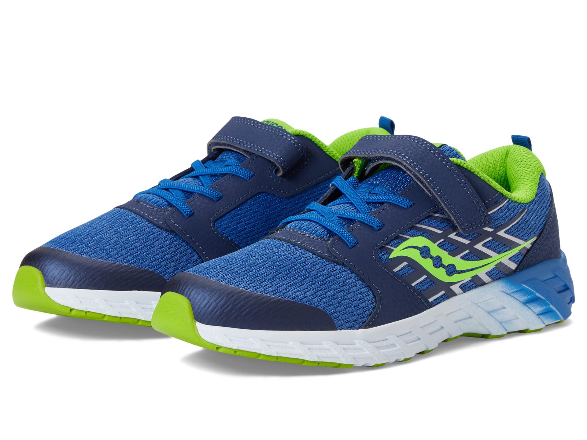 Saucony Wind Alternative Closure 2.0 Running Shoe, Blue/Green, 1 Wide US Unisex Big_Kid