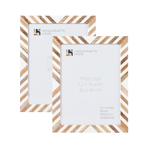 Handicrafts Home Picture Frame 12x16 Photo Frames, Marquet-Chevron Collection, Pack of 2