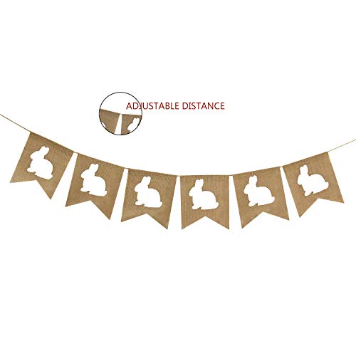Partyprops Rabbit Burlap Garland | Bunny Burlap Garland | Rustic Easter Decorations | White Rabbits Banner