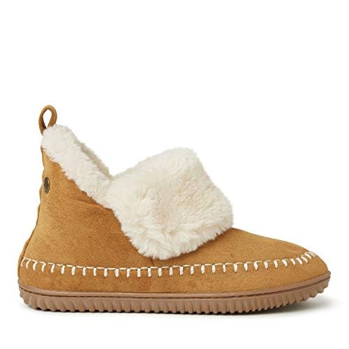 Dearfoams Women's Alpine Moritz Outdoor Arch Support House Shoe Bootie Slipper, Whiskey, 7-8
