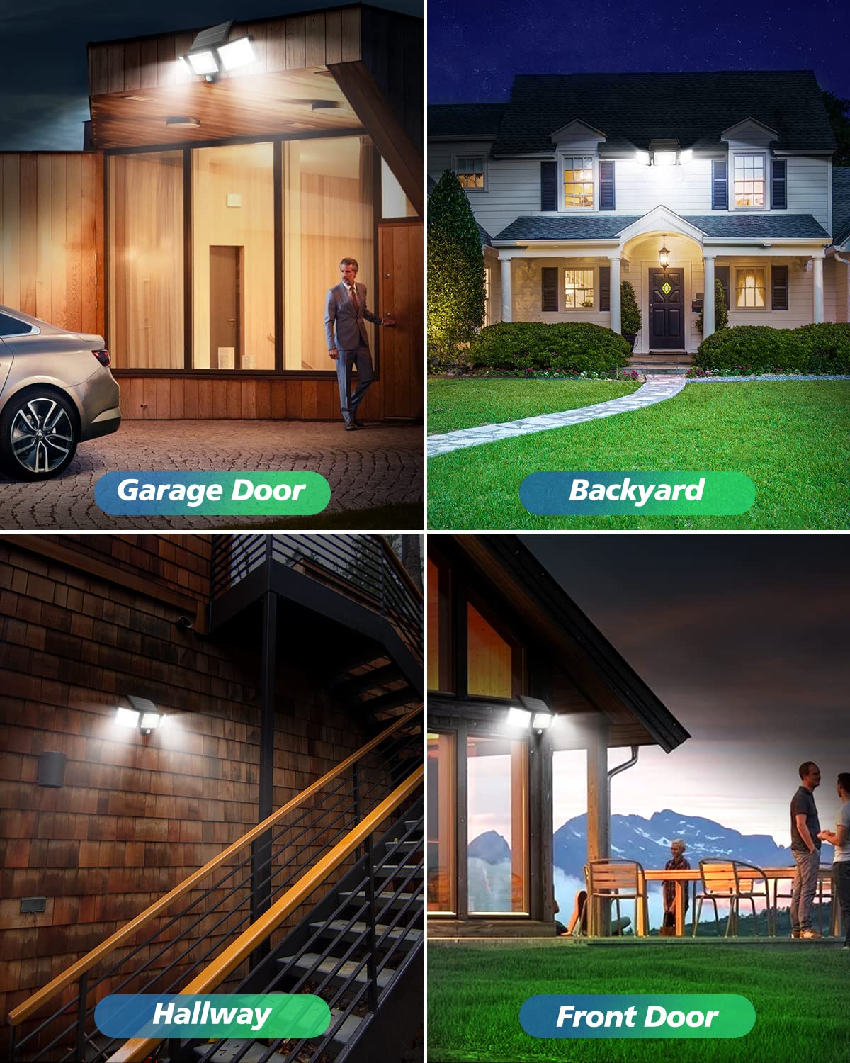Large Solar Panel Flood Lights Outdoor, 304 Led Solar Lights Waterproof IP67, 3 Foldable Heads Motion Sensor Light with Remote, Security Lights for Front Door Garage Driveway (Always on/Motion)