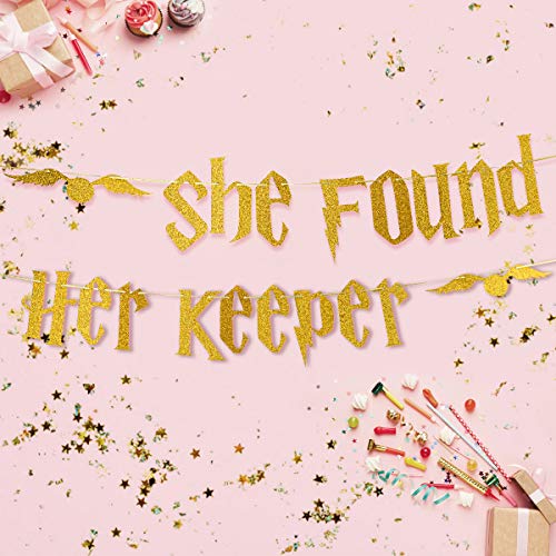 Gold Glitter Bachelorette Party Banner Decorations - Bridal Shower Hen Party Decorations Supplies, Wedding Party Decoration, Gold Glitter Banner | She Found Her Keeper