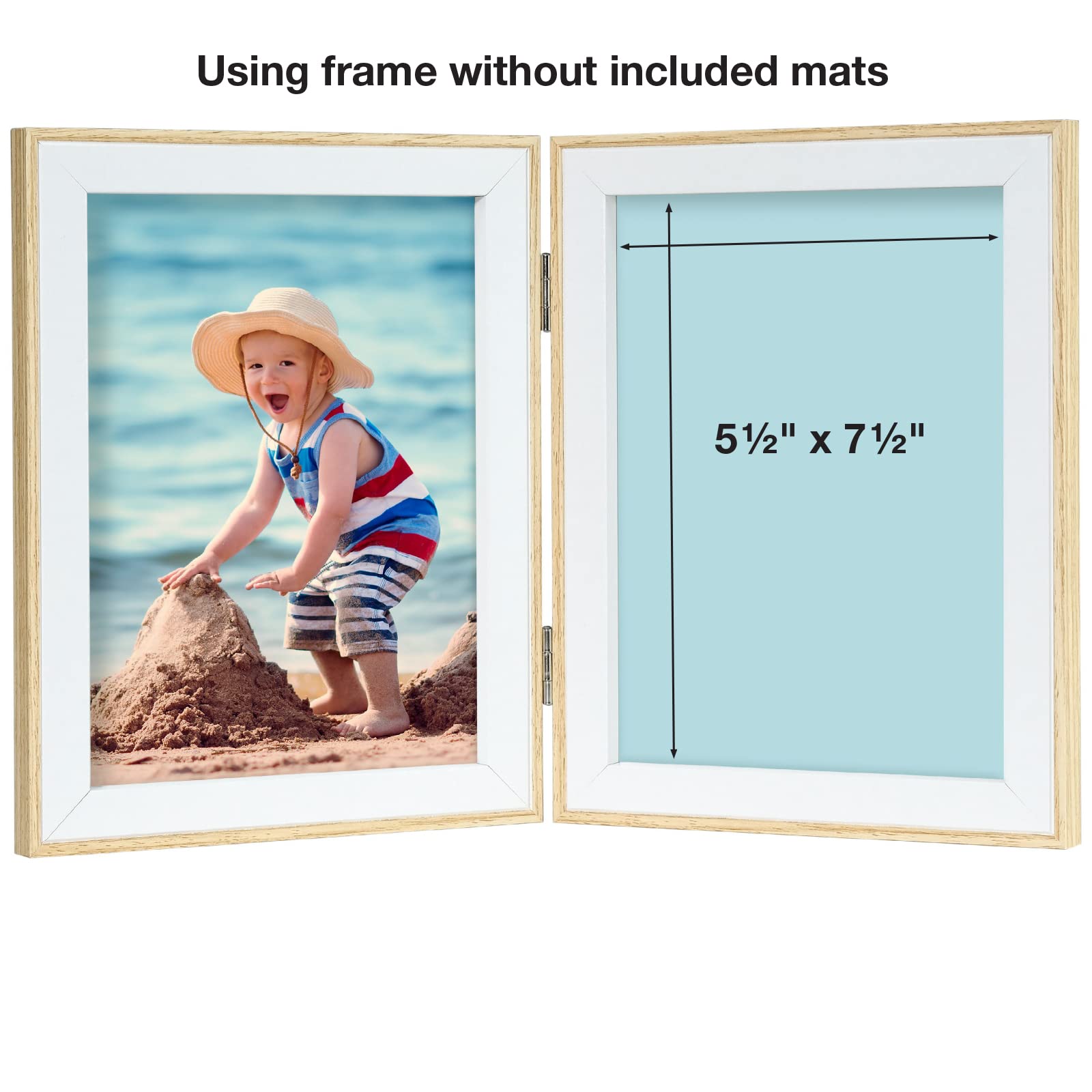 EXCELLO GLOBAL PRODUCTS Baby’s First Year Folding Picture Frame, Natural Wood Finish, Holds 1 4x6 Baby Photo, 12 Monthly Photos