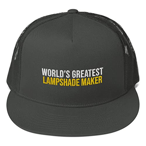 World's Greatest Lampshade Maker Hat (Embroidered 5-Panel Trucker Cap) Lampshade Maker Apparel Charcoal