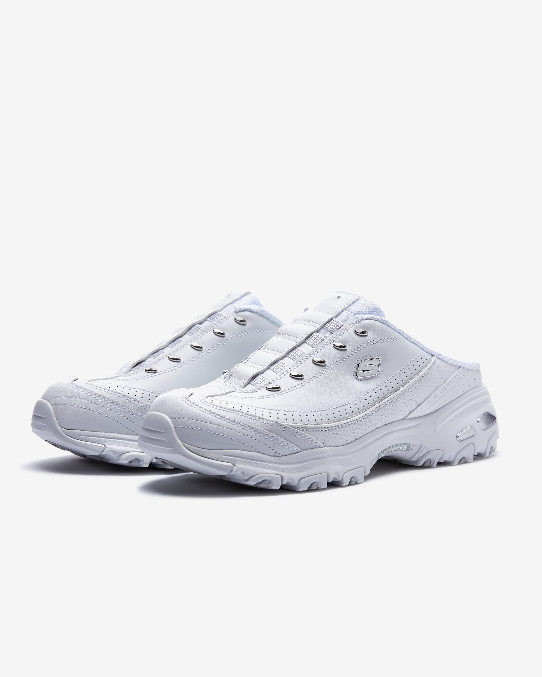 Skechers Sport Women's Bright Sky Fashion Sneaker, White/Silver, 7 M US