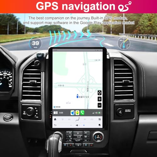 Qualcomm Android 11 Car Radio for Ford F150 F-150 2015-2021 Lobo Wolf Stereo Replacement Head Unit 14.4 Inch IPS Tesla Style Carplay Android Auto Navigation Multimedia Play SYNC3 AUTO AC