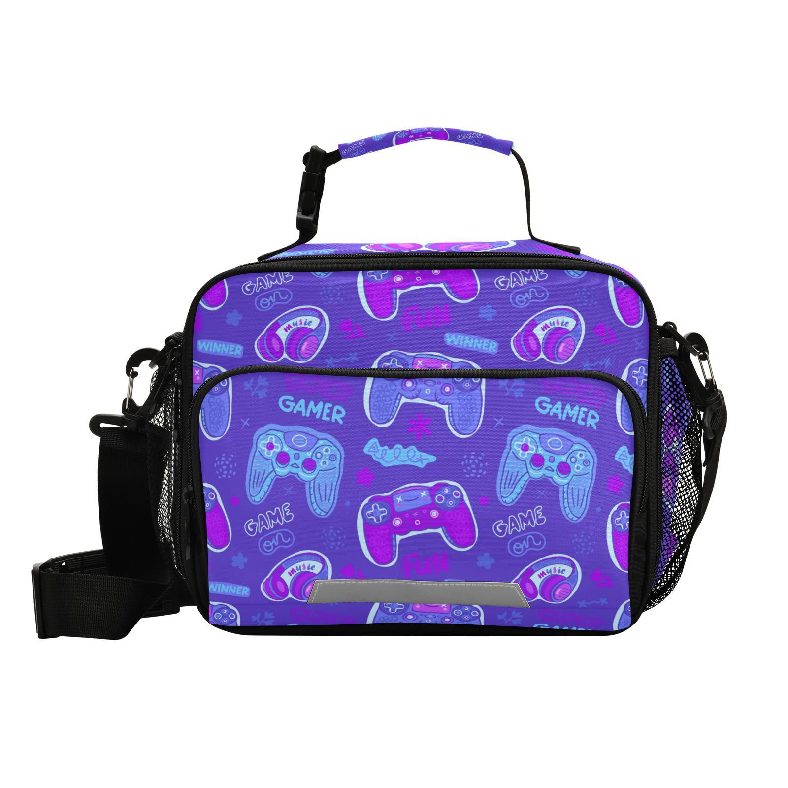Cute Joysticks Gamepad Lunch Bag for Women Men Game Controller Joypad Insulated Cooler Tote Bag with Adjustable Shoulder Strap Large Capacity Reusable Leakproof Picnic Lunch Box Outdoor for Adult Offi