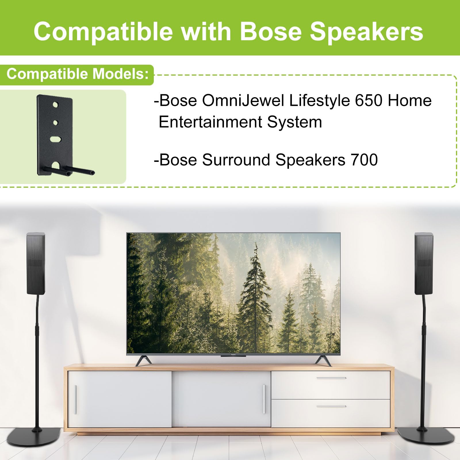 Pack of 2 Adjustable Stand for Bose Speaker Stand, for Bose OmniJewel Lifestyle 650, Surround Speaker 700, Surround Sound Speaker Stand for Bose Omnijewel Speaker Stands with OmniJewel Bracket