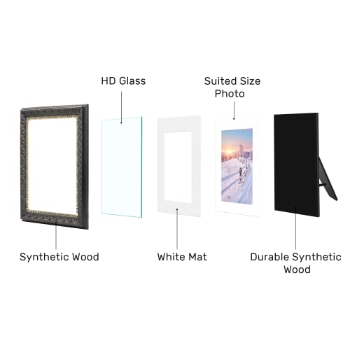 MEIGIX Home 8x10 Frame with High Definition Glass Surface, Anti-Wood Matt Frame, Display Picture 6x8 with Pad or 8x10 without Pad, for Wall or Desktop Display (Barocco Black)