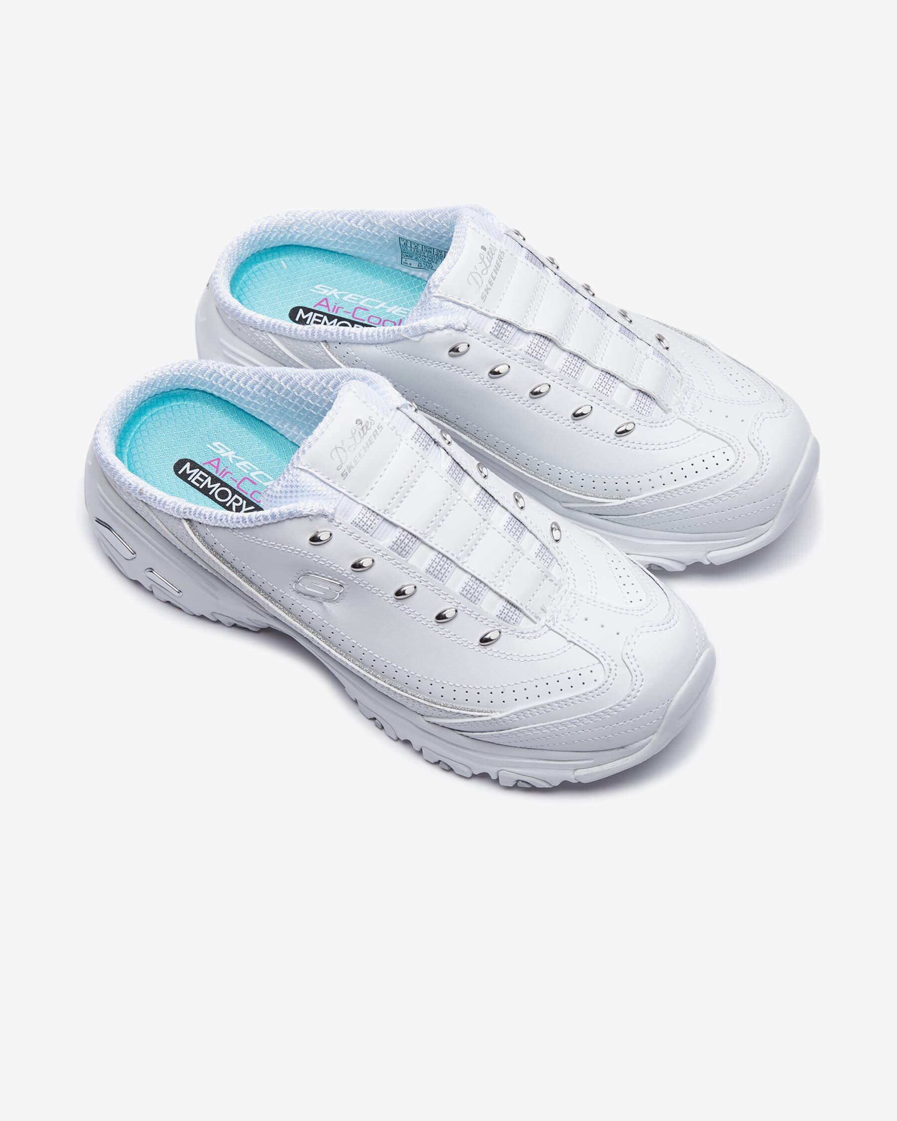Skechers Sport Women's Bright Sky Fashion Sneaker, White/Silver, 7 M US