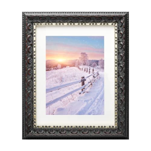 MEIGIX Home 8x10 Frame with High Definition Glass Surface, Anti-Wood Matt Frame, Display Picture 6x8 with Pad or 8x10 without Pad, for Wall or Desktop Display (Barocco Black)