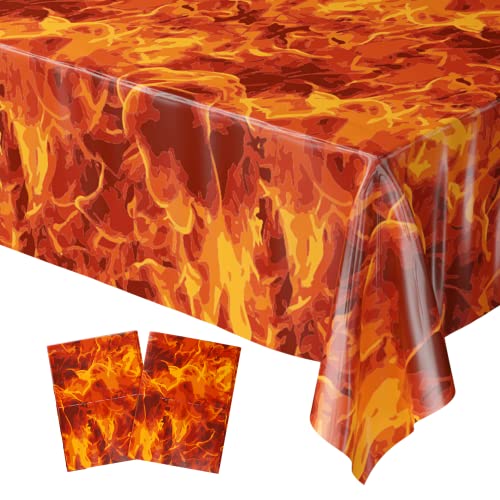 Blue Orchards Fire Table Covers (Pack of 2) - 54"x108" XL - Fire Party Supplies, Fire Table, Dragon Birthday Party, Fire Backdrop, Firefighter Birthday Supplies, Flame Decorations, Flame Table Cover