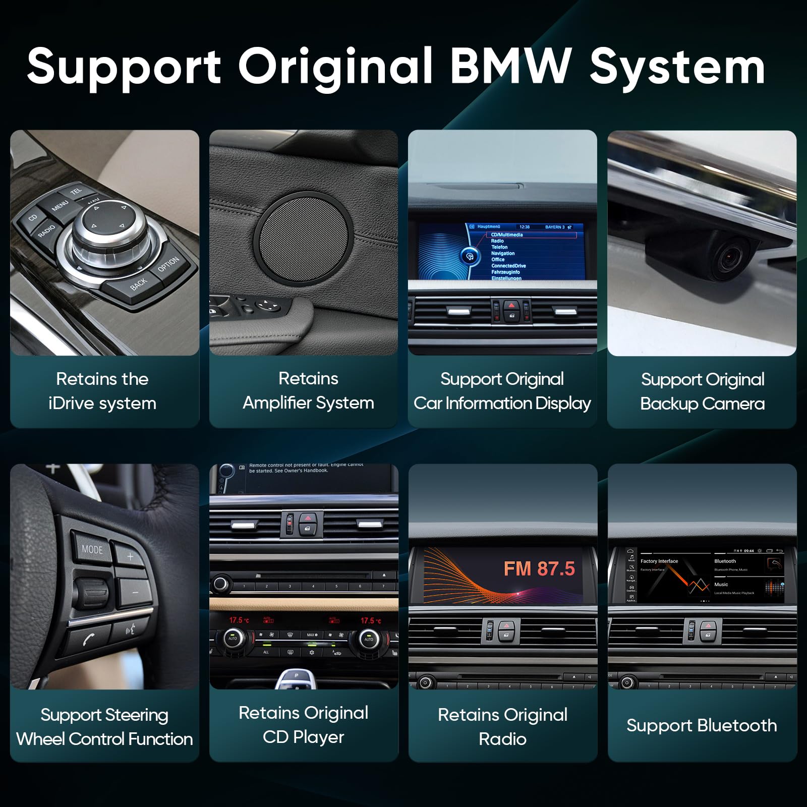 for BMW 5 Series F10 F11 2011-2012 CIC Upgrade Stereo Car Radio Qualcomm 665 (4GB + 64GB) Built-in 4G LTE GPS Navigation Wireless Apple CarPlay Android Auto10.25 inch Touch Screen 1920 x 720