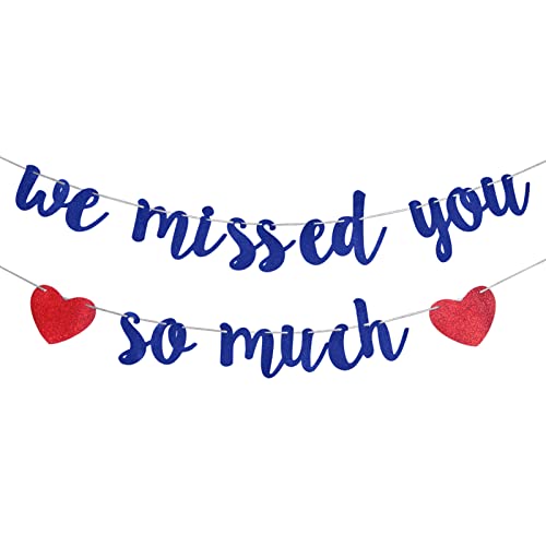 Welcome Home Decoration We Missed You So Much Banner, Blue Welcome Back Home Family Party Sign Decor, Military Army Deployment Returning Homecoming Party Supplies