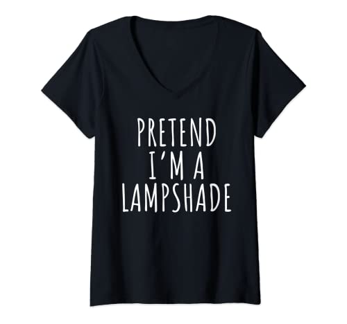 Womens Lazy Halloween Costume Shirt Pretend I'm Lampshade V-Neck T-Shirt