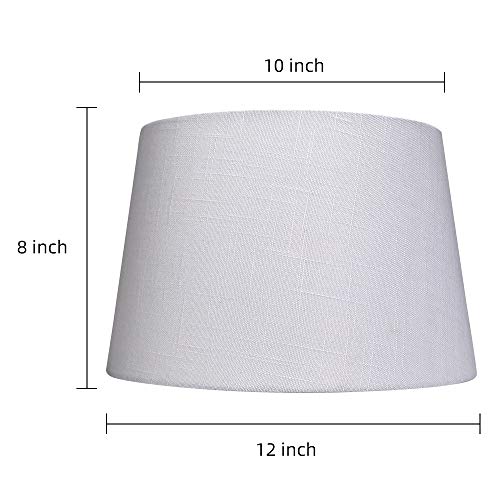 TOOTOO STAR Double 10x12x8" Fabric Natural Linen Cone Drum Hand Craft Medium Lamp Shade Set of 2, Lampshade for Floor Table Lamp, Spider (Bright White)