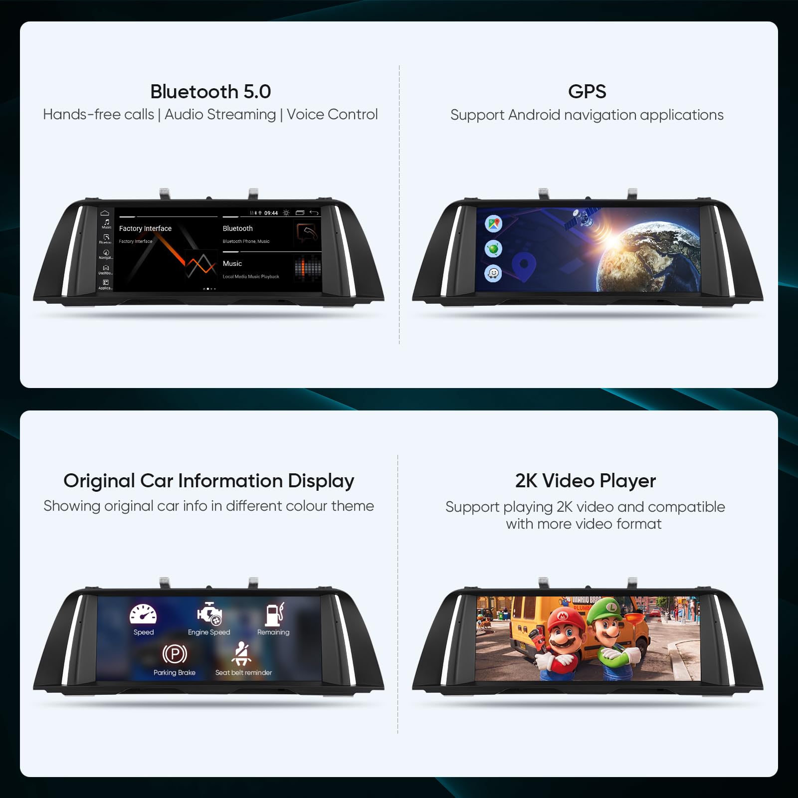 for BMW 5 Series F10 F11 2011-2012 CIC Upgrade Stereo Car Radio Qualcomm 665 (4GB + 64GB) Built-in 4G LTE GPS Navigation Wireless Apple CarPlay Android Auto10.25 inch Touch Screen 1920 x 720