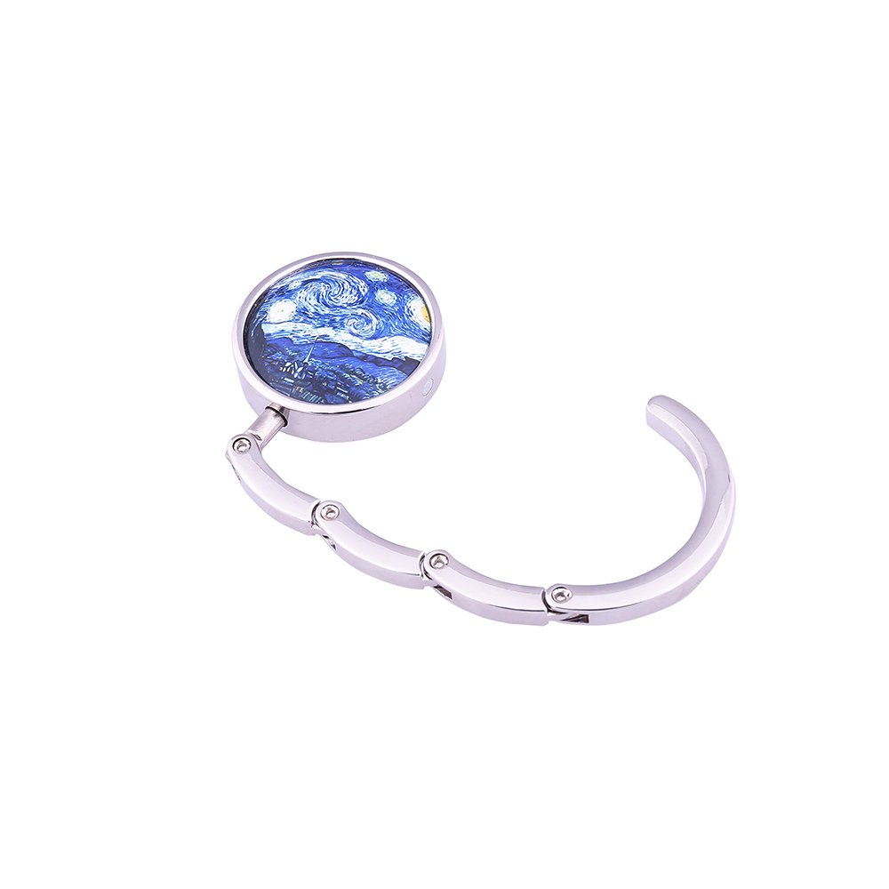 JISEN Portable Handbag Hanger Table Bar Purse Instant Swivel Top Foldable Hook Starry Night
