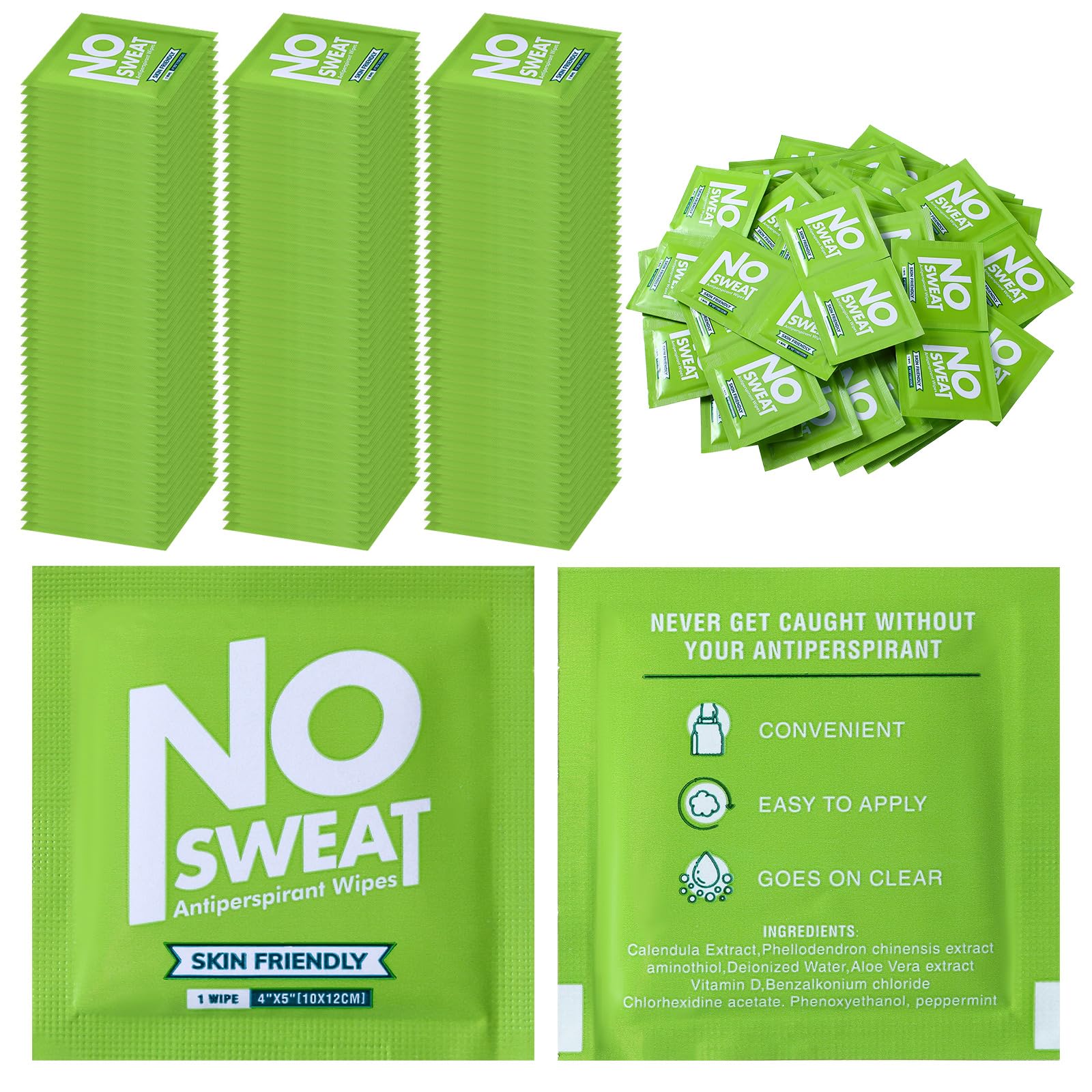 Timgle 150 Pcs Antiperspirant Deodorant Wipes Individually Wrapped Bulk Armpit Deodorant Sweat Wipes Body Wipes for Women Men Teens Underarm Armpit Excessive Sweating(Bright)