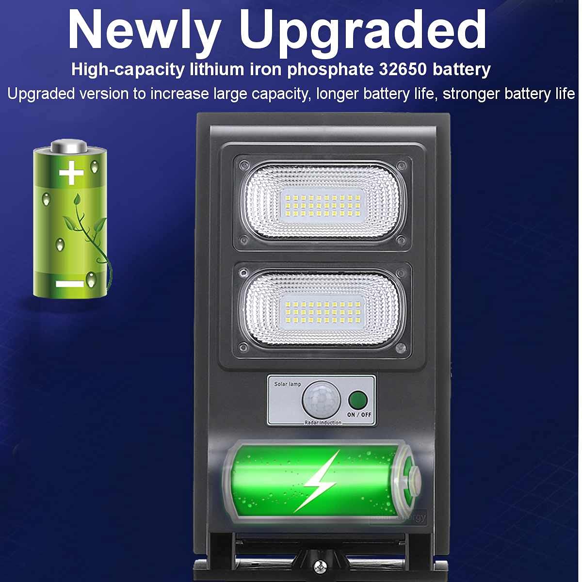 LED Solar Street Light Powerful COB Solar Light PIR Motion Sensor IP67 Outdoor Solar Wall Street Light Waterproof Lamp (30w)