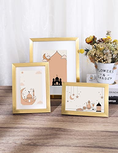 Annecy 5x7 Picture Frames (4 Pack, Gold), Simple Designed Photo Frame, For Pictures 5x7 for Wall or Table Display, Classic Simple Home Office Decor