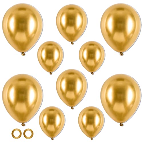 Gold Balloons,3 Different Sizes 77 Pack Metallic Gold Balloons 12 Inch,5 Inch,10 Inch Chrome Gold Balloon Arch for Birthday Valentines Baby Shower Wedding